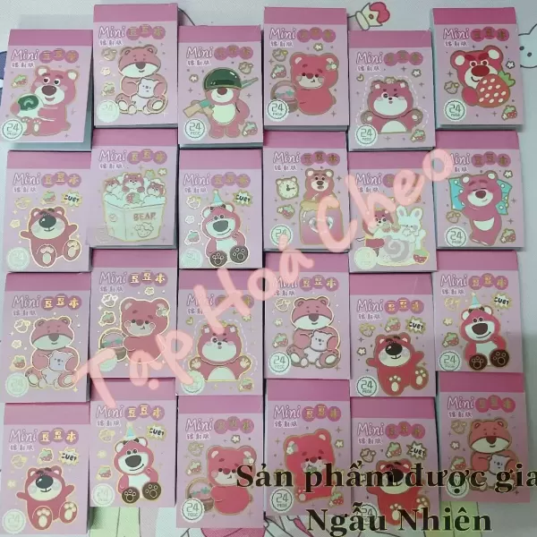 Sổ Hình Dán Sticker Hoạt hình Gấu Dâu Mini siêu dể thương trang trí ...