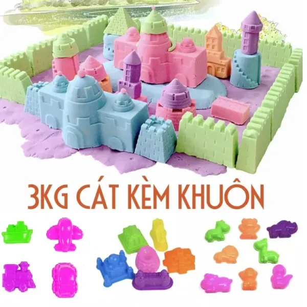 Combo 3kg cát động lực Kèm khuôn Phương tiện giao thông, lâu đài và ...