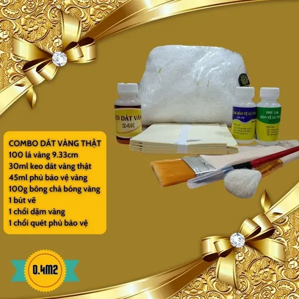 Combo Dát Vàng Tại Nhà - 100 Lá Vàng Nhật A Kèm Keo & Phụ Kiện Trang ...