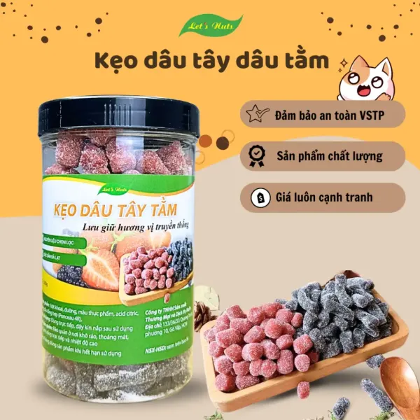 Kẹo Dâu Tây Dâu Tằm Đà Lạt 500g/1kg - Ngọt Dẻo Chua Thanh Tự Nhiên Giá ...