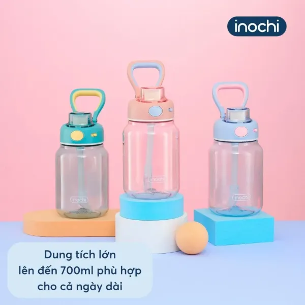 Bình nước KITA BOO & GUMMY INOCHI có quai cầm, ống hút cho bé, an toàn ...