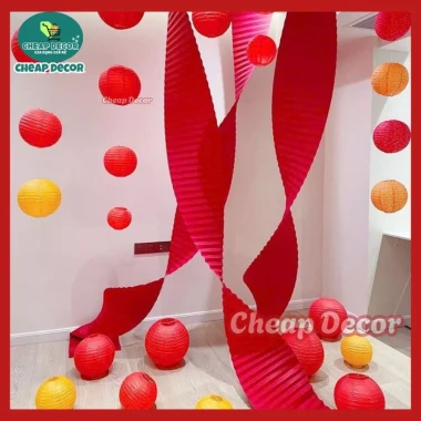 Dải Giấy Đỏ Origami Gợn Sóng 3m Trang Trí Tiệc Cưới, Tết, Trung Thu ...