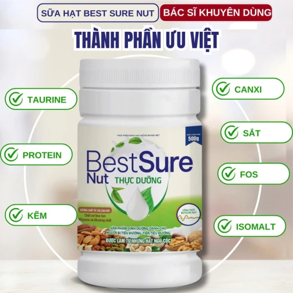 Thành phần dinh dưỡng và chỉ số đường huyết của sữa hạt Best Sure Nut ...