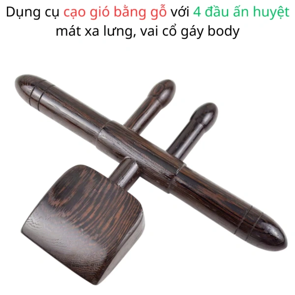 Dụng Cụ Cạo Gió Gỗ 4 Đầu Mát Xa Lưng Vai Cổ - Giảm Đau Thắt, Thư Giãn ...