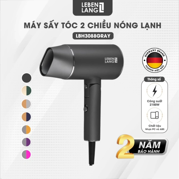 Máy Sấy Tóc Lebenlang LBH3.088 2.100W Sấy Lạnh Bấm Giữ Liên Tục Gấp Gọn ...