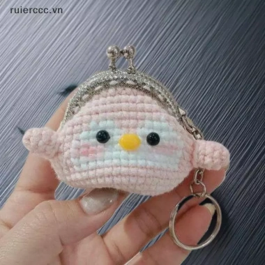 Ví mini handmade hình chim cánh cụt đáng yêu, móc khóa nhẹ, quà tặng ...
