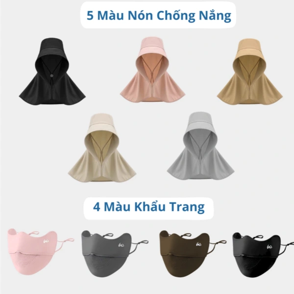 Khi nắng mùa hè gay gắt, nón rộng kèm khẩu trang kiêm khăn choàng 3 ...