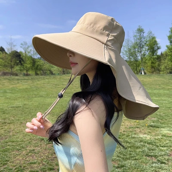 Mũ chống nắng vành rộng Hàn Quốc mùa hè giảm UV hiệu quả, nhưng dây đeo ...